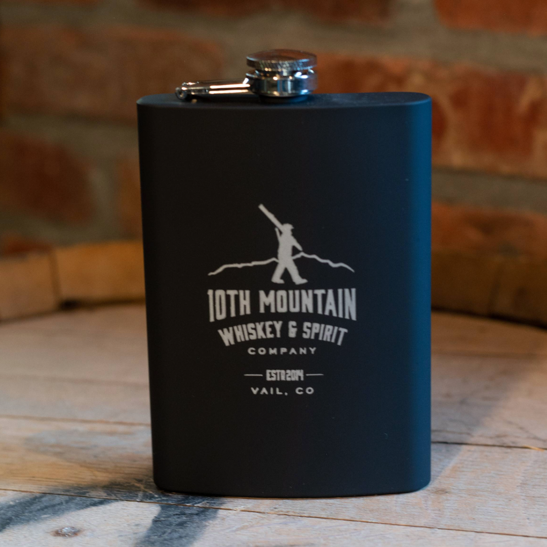 Black Rubber Flask – 10th Mountain Whiskey