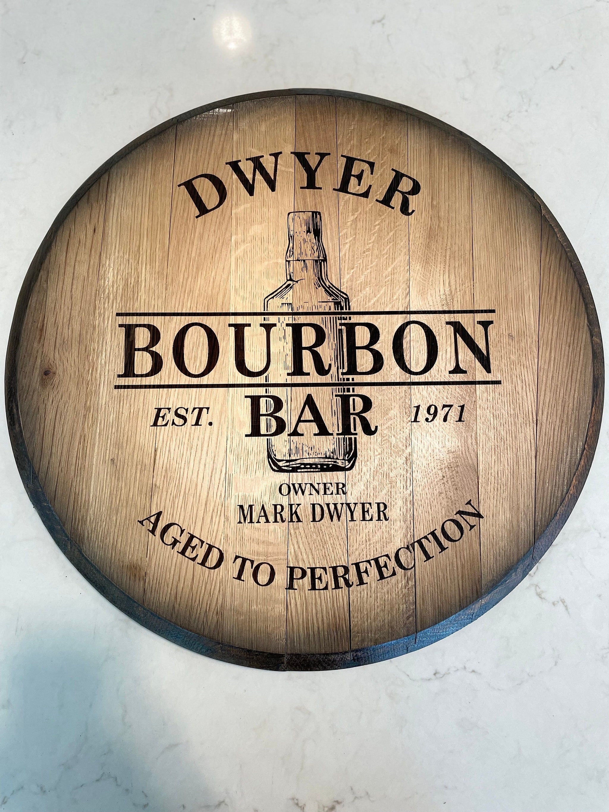 Bourbon Barrel Head Bar Sign - Whiskey Workshop – 10th Mountain Whiskey