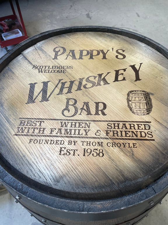 Custom Bourbon Barrel Head Bar Sign – 10th Mountain Whiskey